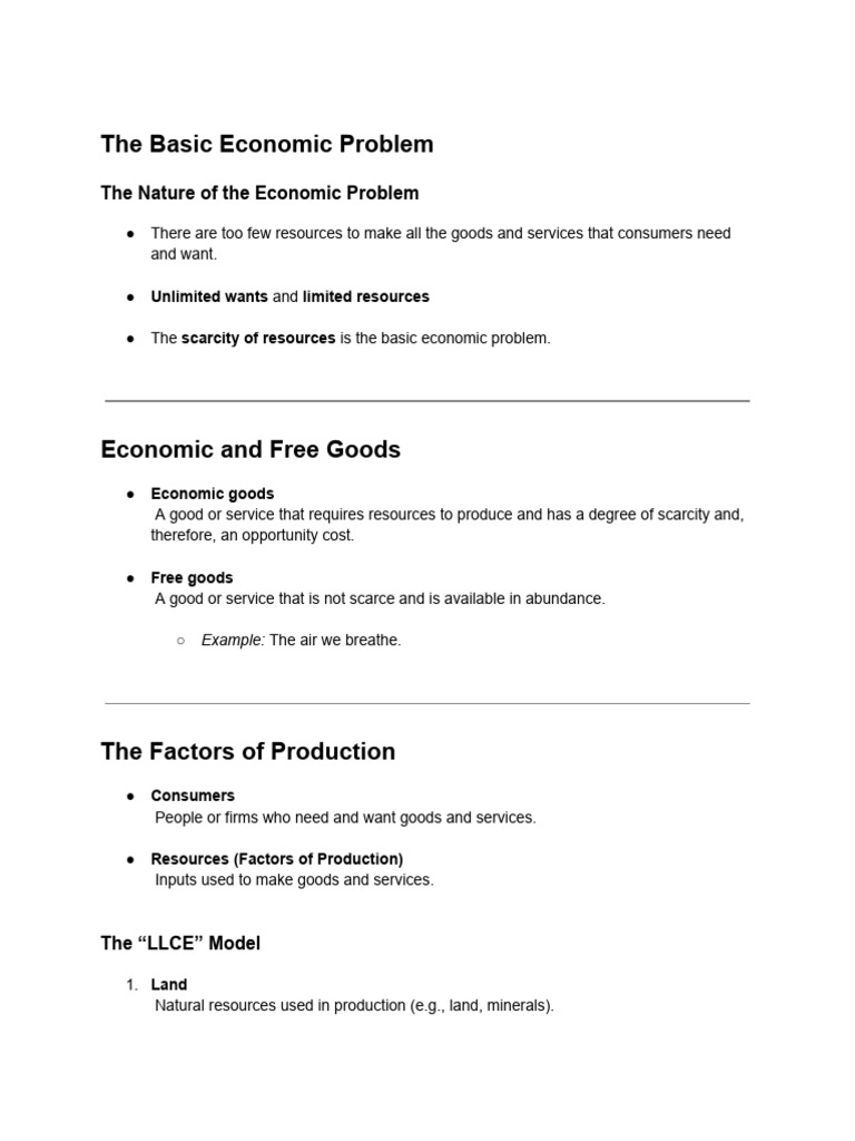The Basic Economic Problem | PDF
