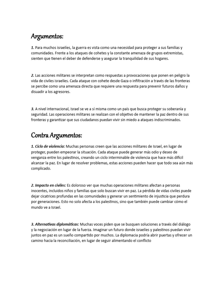 Conflicto Israel-Palestina: Argumentos y Alternativas | PDF | Israel ...