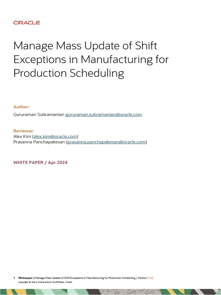 Mass Updating Shift Exceptions in Manufacturing | PDF | Cloud Computing ...