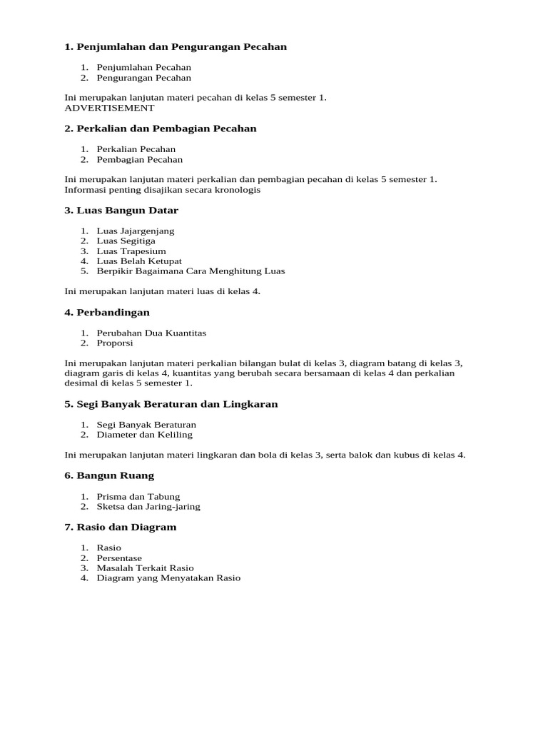 Materi Semester 2 Kelas 5a | PDF