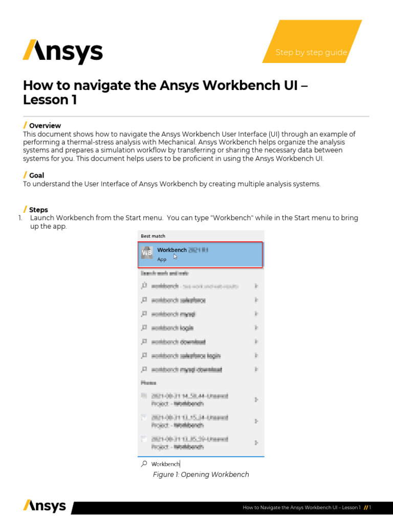 How To Navigate The Ansys Workbench UI Lesson 1 | PDF | Structural ...