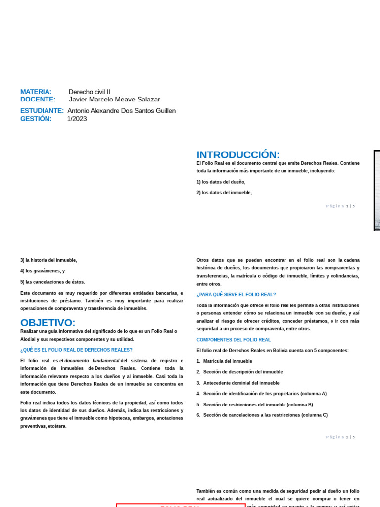 Guía del Folio Real en Bolivia | PDF