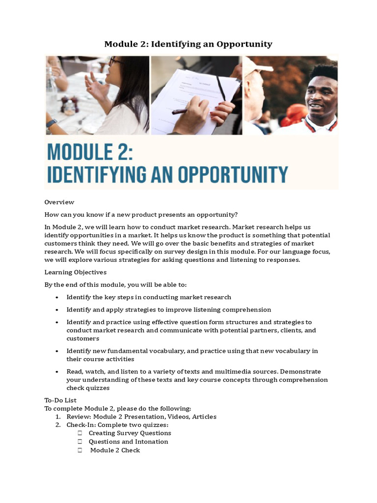 Market Research Identifying Opportunities | PDF | Reading Comprehension ...
