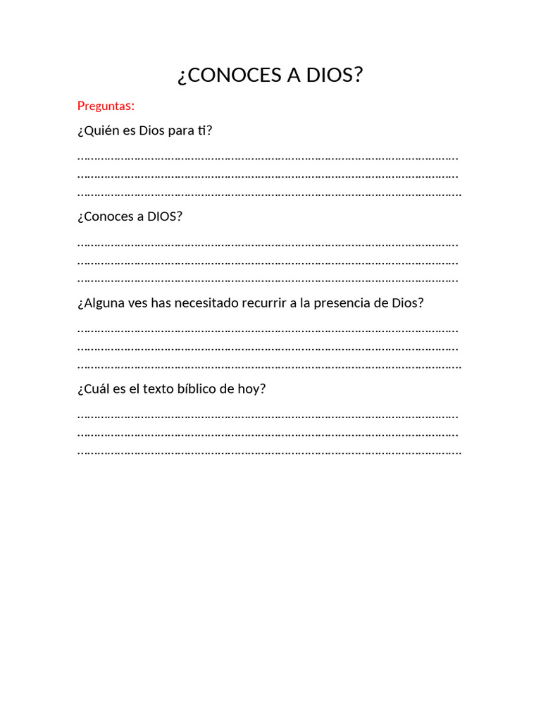 Conoces A Dios | PDF