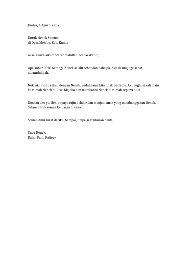 Surat Untuk Nenek Sumiah | PDF