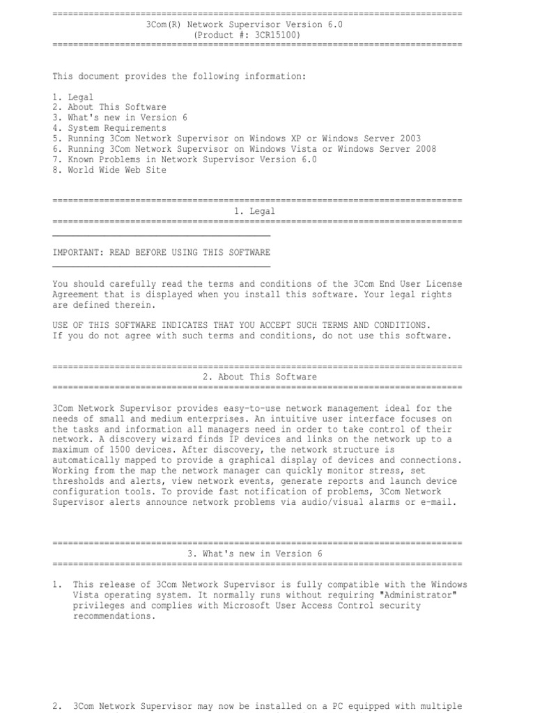 3com Network Supervisor 6.0 Readme | PDF | Microsoft Windows | Internet Explorer
