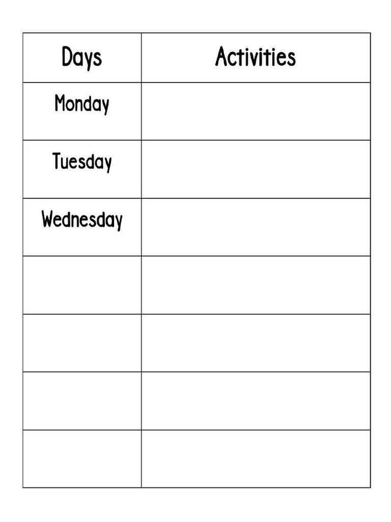 Days and Activity | PDF