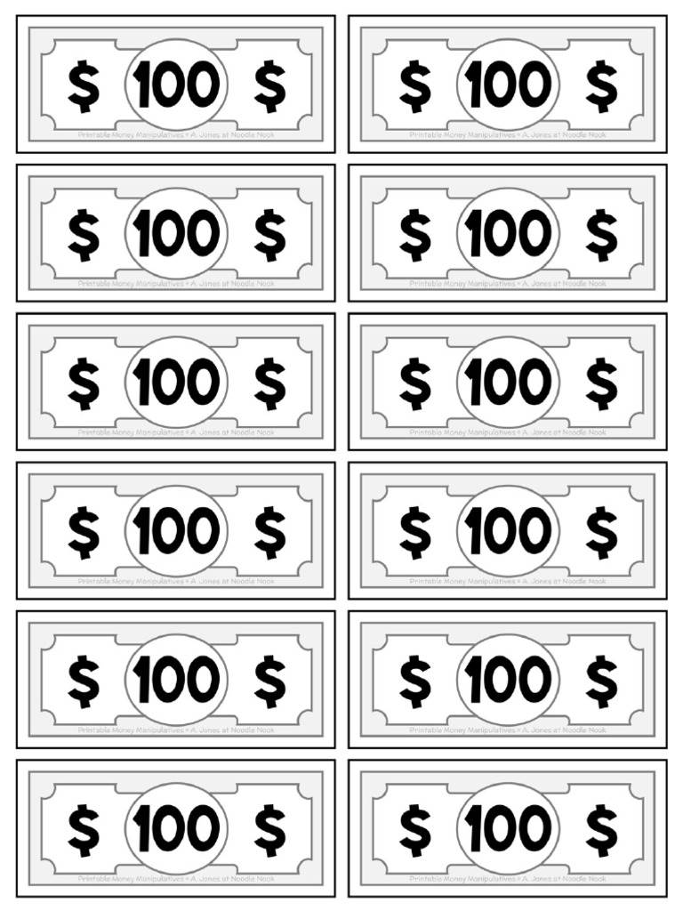 Printable Money for Classroom Instruction via Noodle Nook | PDF