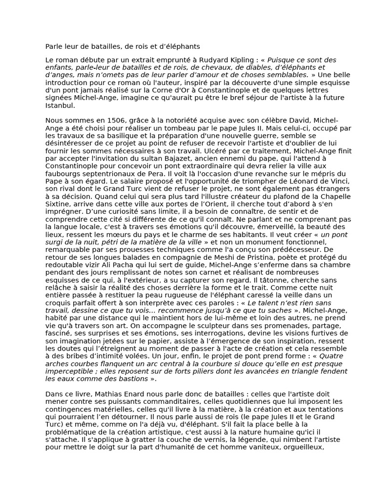 Batailles, rois et éléphants à Istanbul | PDF | Michel-Ange | Prométhée