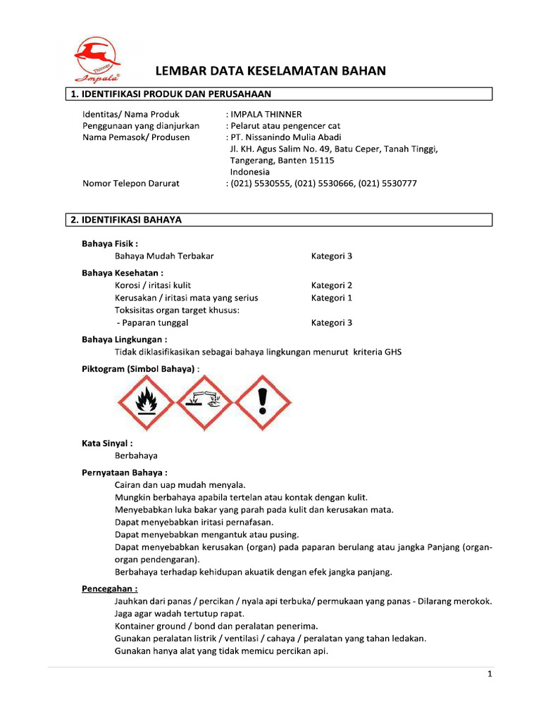 Msds Thinner | PDF