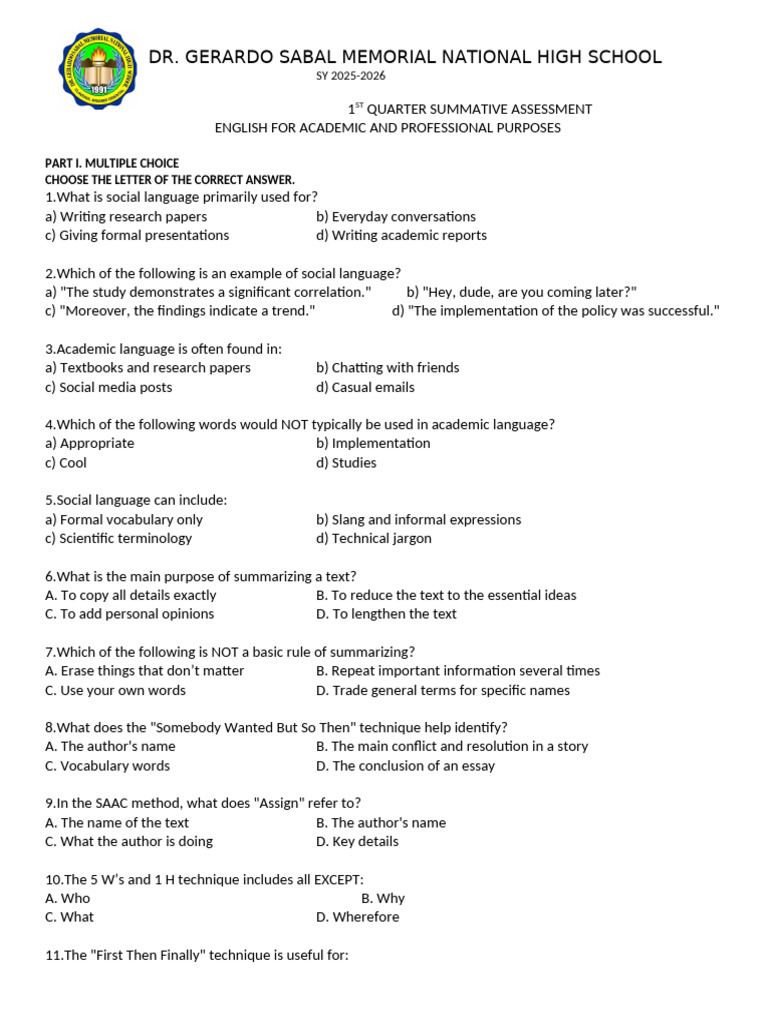 EAAP SUMMATIVE ASSESSMENT | PDF | Narrative | Causality