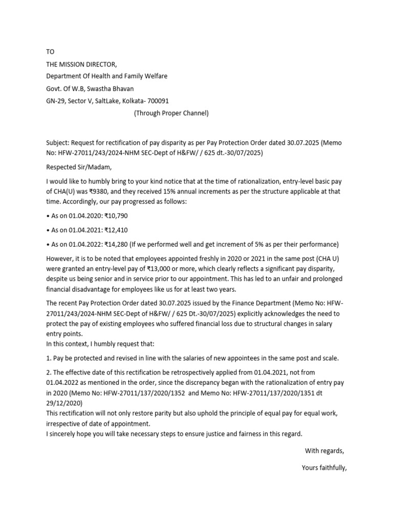 Request for Pay Disparity Rectification | PDF