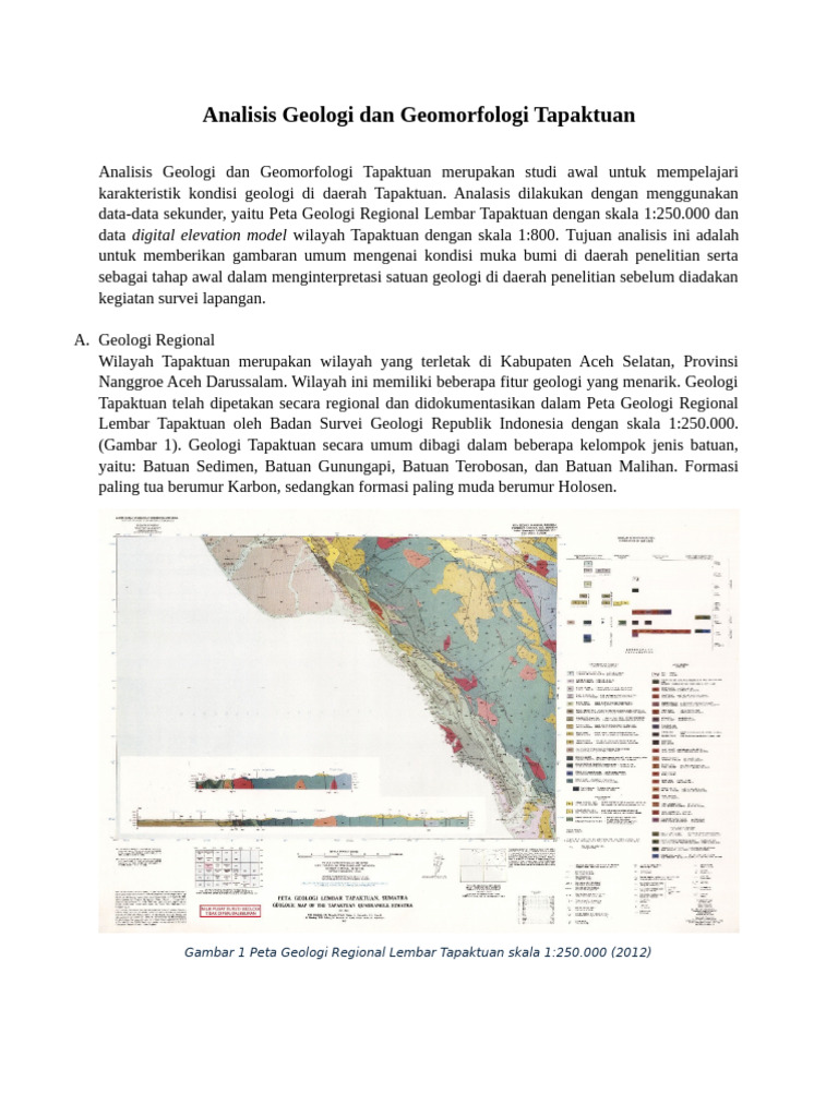 Analisis Geologi dan Geomorfologi Tapaktuan | PDF