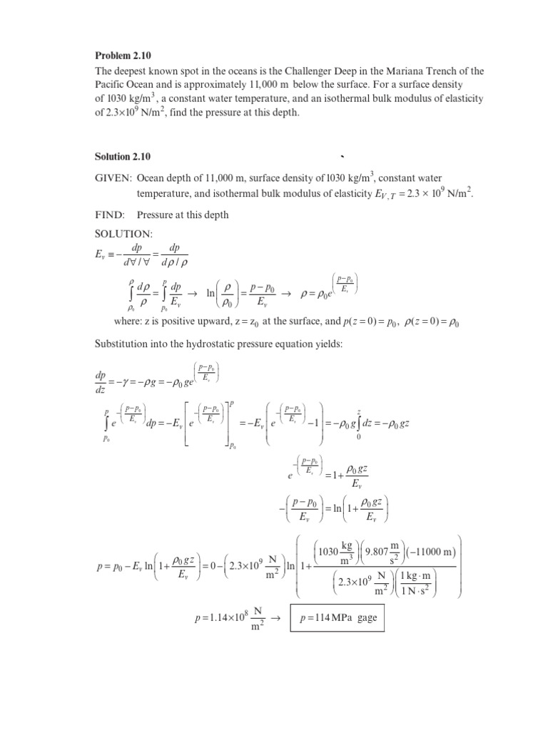 Fluid Mechanics HW Ch02 | PDF | Pressure | Pressure Measurement
