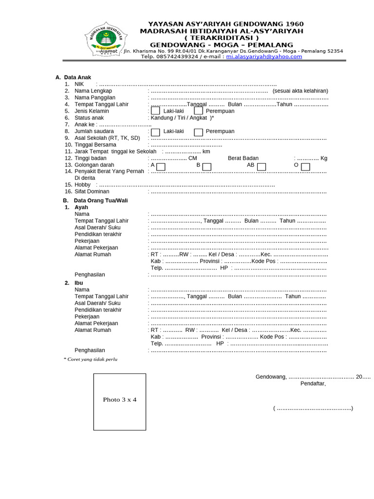 FORMULIR-PENDAFTARAN-SISWA-BARU-2017 | PDF