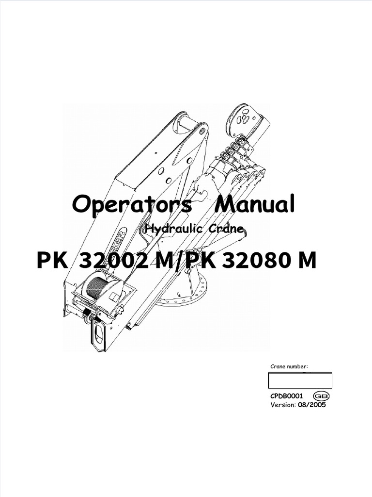 PK 32002/32080 Crane Operators Manual | PDF | Crane (Machine) | Pump