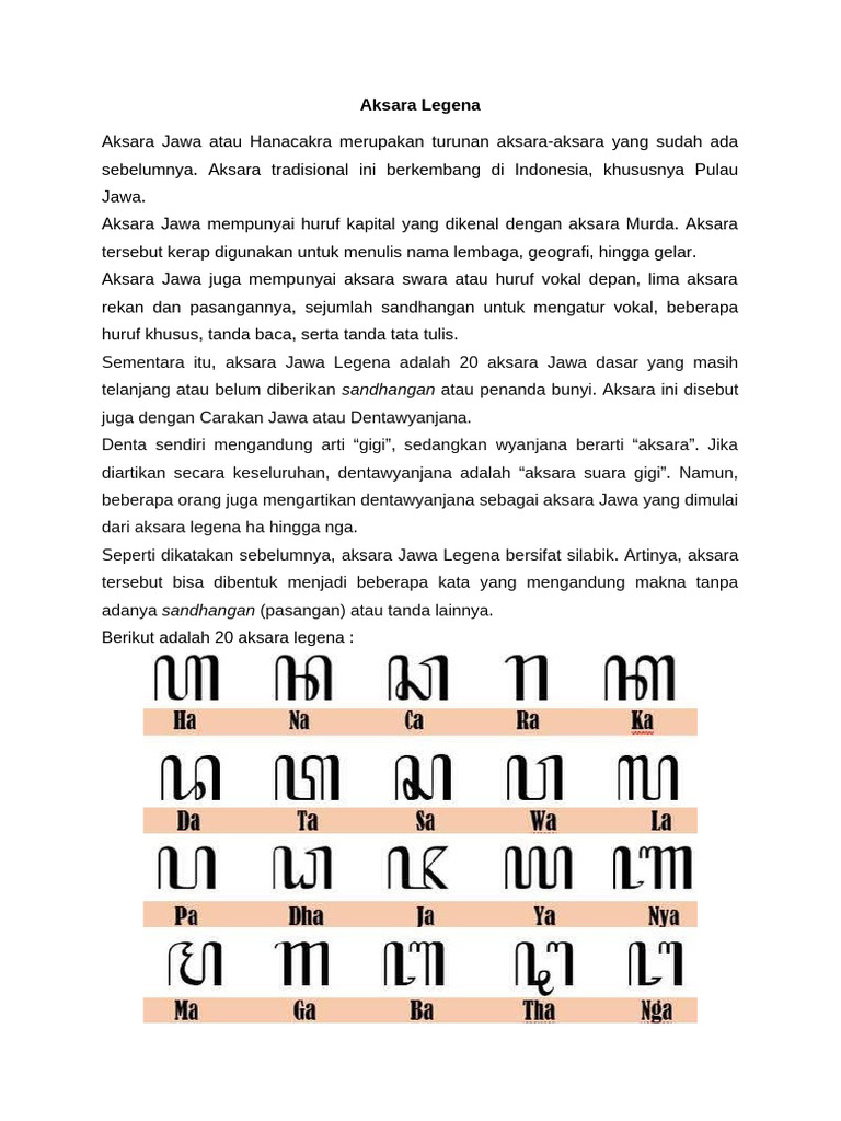 Aksara Legena: Pengertian dan Contoh | PDF