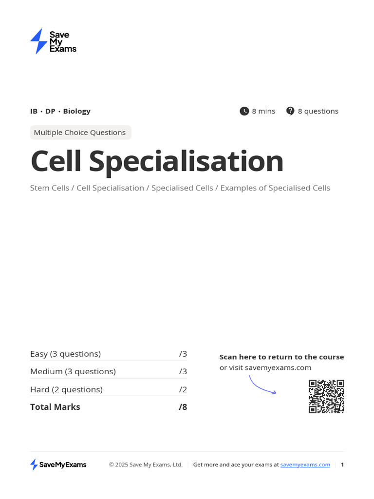 B2.3 SME Paper 1 Questions | PDF | Cell Potency | Stem Cell