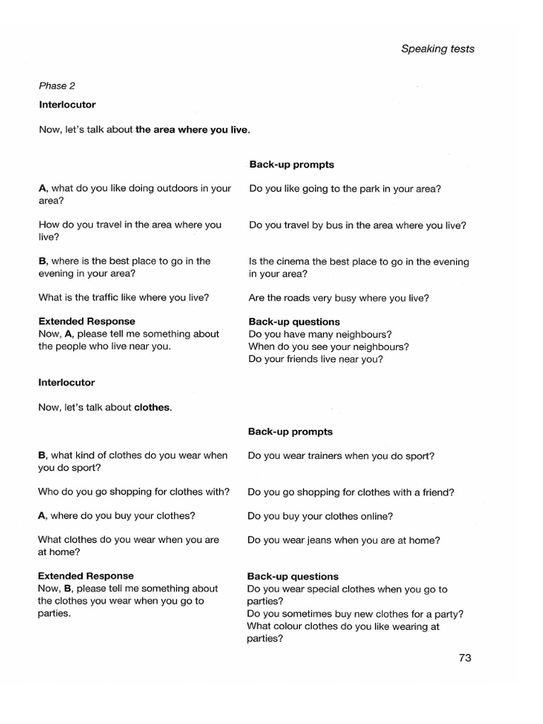 Practise Speaking Test 1 | PDF
