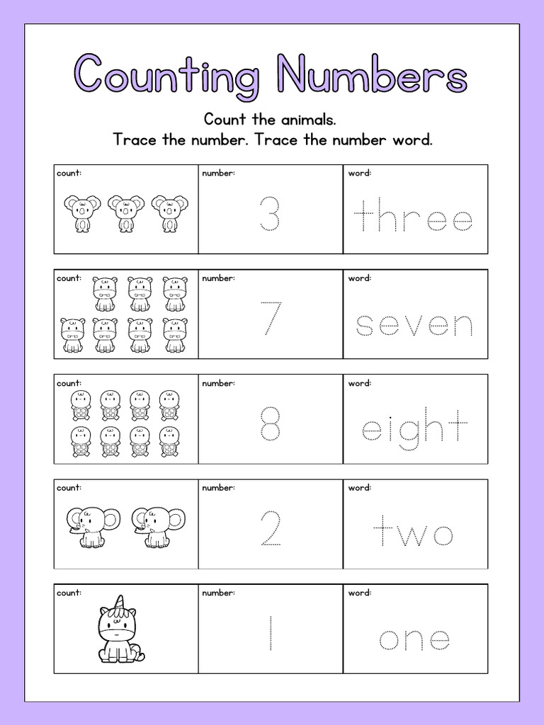 Counting Numbers Mathematics Worksheet | PDF