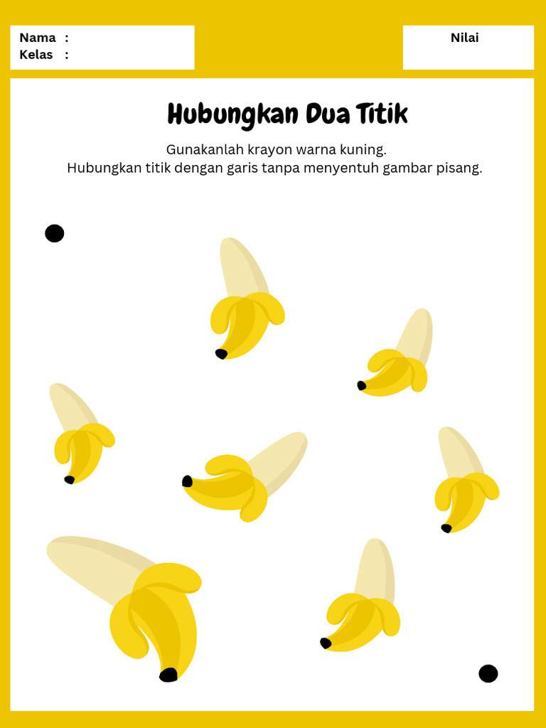 Menghubungkan Dua Titik Worksheet Kuning Dan Putih Gaya Ilustratif | PDF