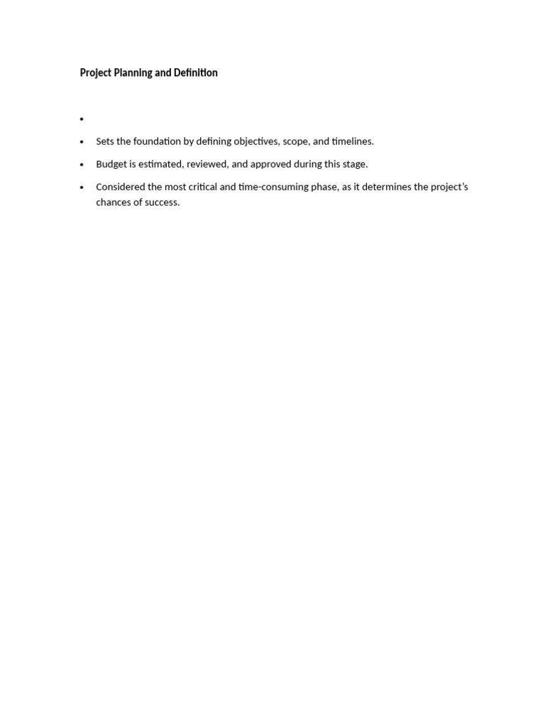 Project Planning and Definition | PDF