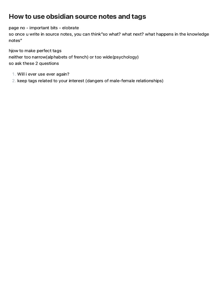 How To Use Obsidian Source Notes and Tags | PDF