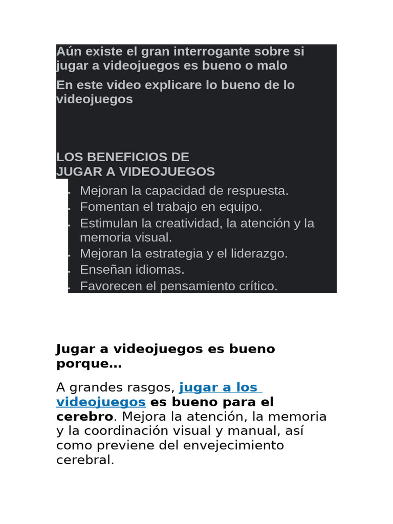 Aún Existe El Gran Interrogante Sobre Si Jugar A Videojuegos Es Bueno o ...