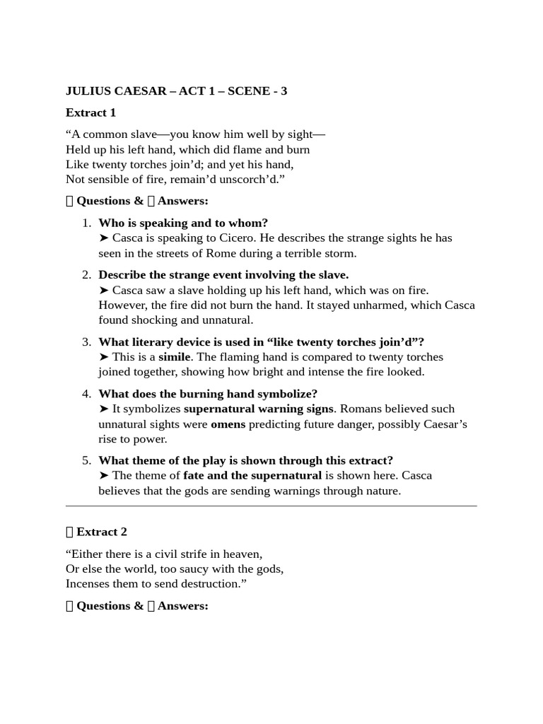 Omens and Tyranny in Julius Caesar Act 1.3 | PDF | Julius Caesar ...