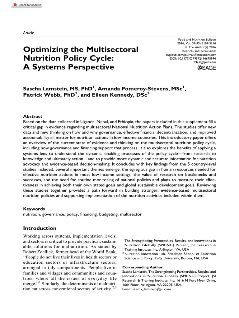 Multisectoral Nutrition Policy Insights | PDF | Governance | Malnutrition