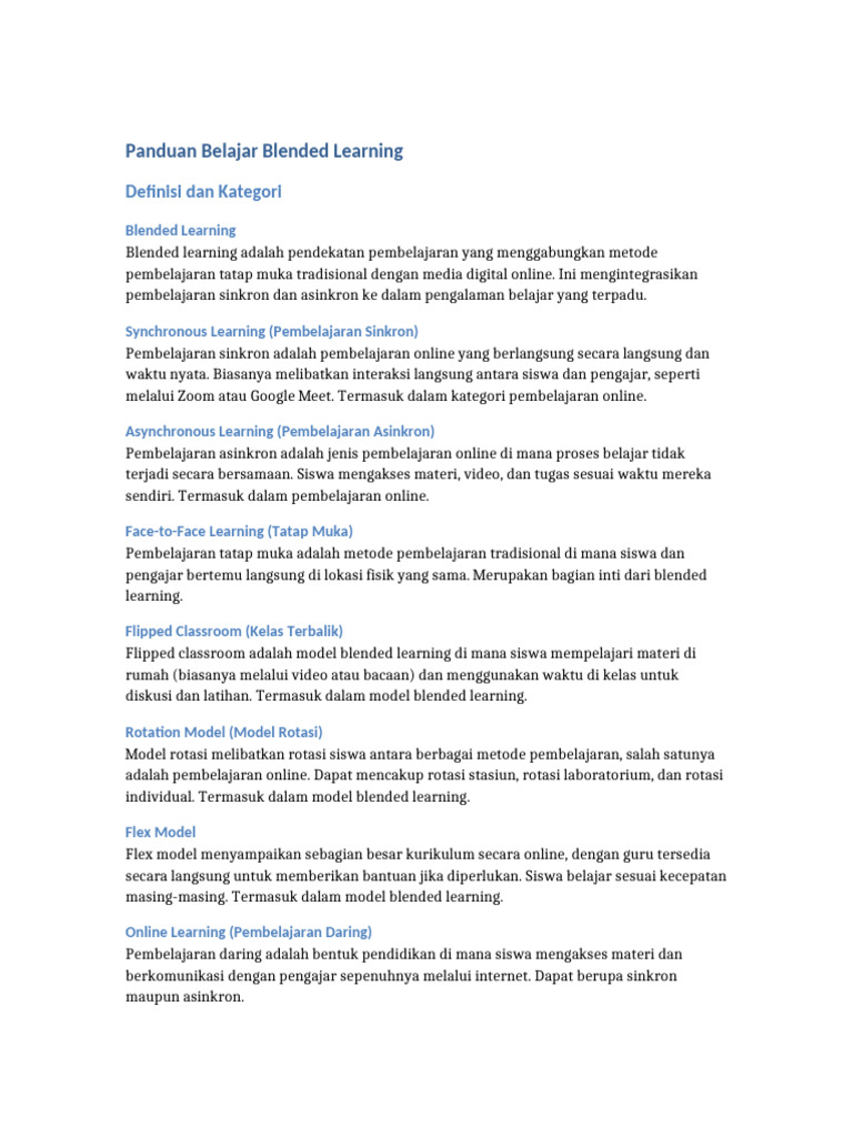 Panduan Belajar Blended Learning | PDF