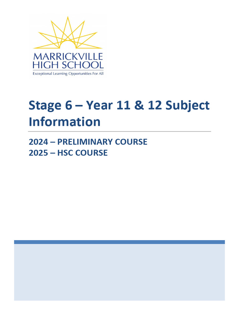 Stage 6 2024 - 2025 Subject Selection Handbook | PDF | Educational Stages