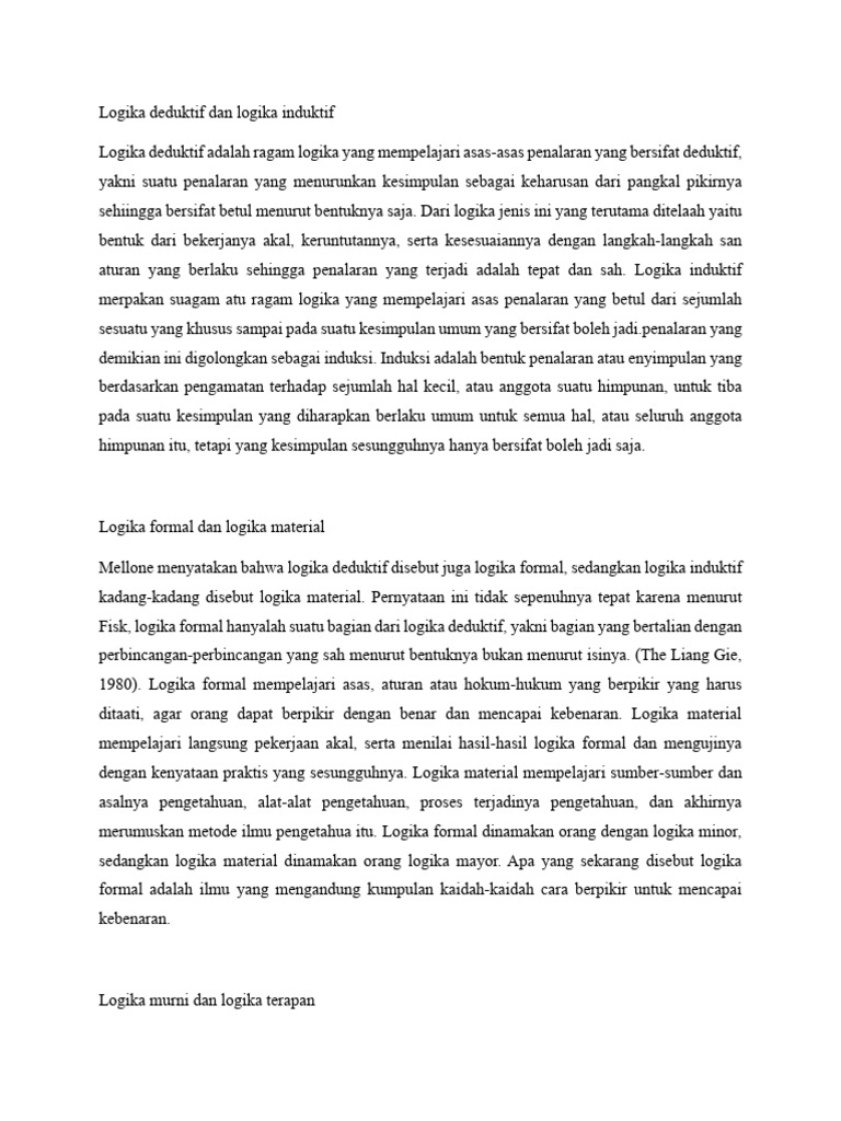 Logika Deduktif Dan Logika Induktif | PDF