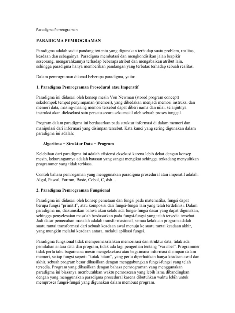 Paradigma Pemrograman | PDF