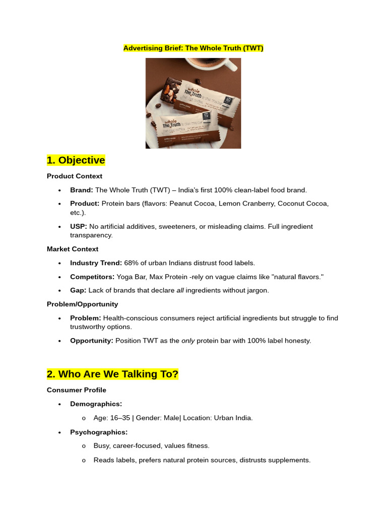 The Whole Truth: Clean-Label Protein Bars | PDF | Brand | Foods