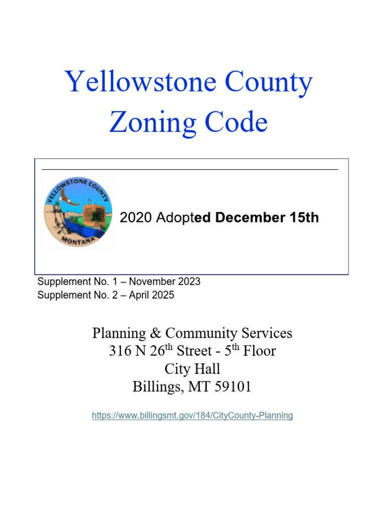 Yellowstone County Zoning Code Update | PDF | Land Lot | Zoning