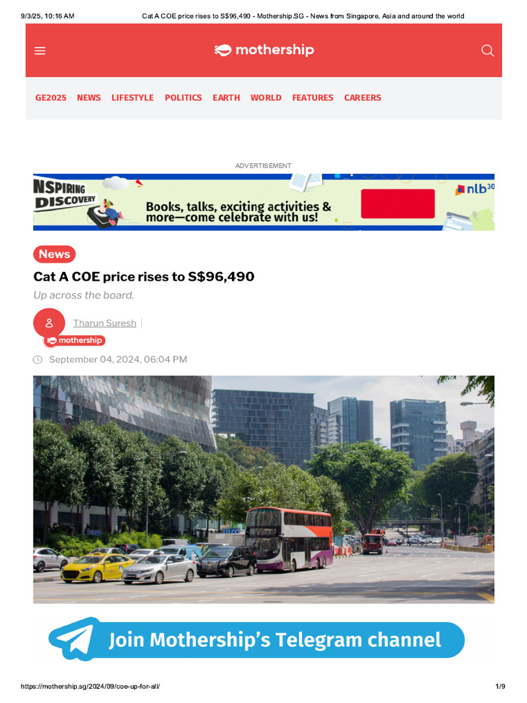 Cat A COE Price Rises To S$96,490 - Mot.. | PDF