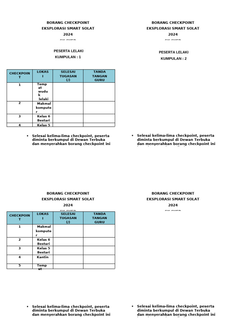 Borang Checkpoint Lelaki | PDF