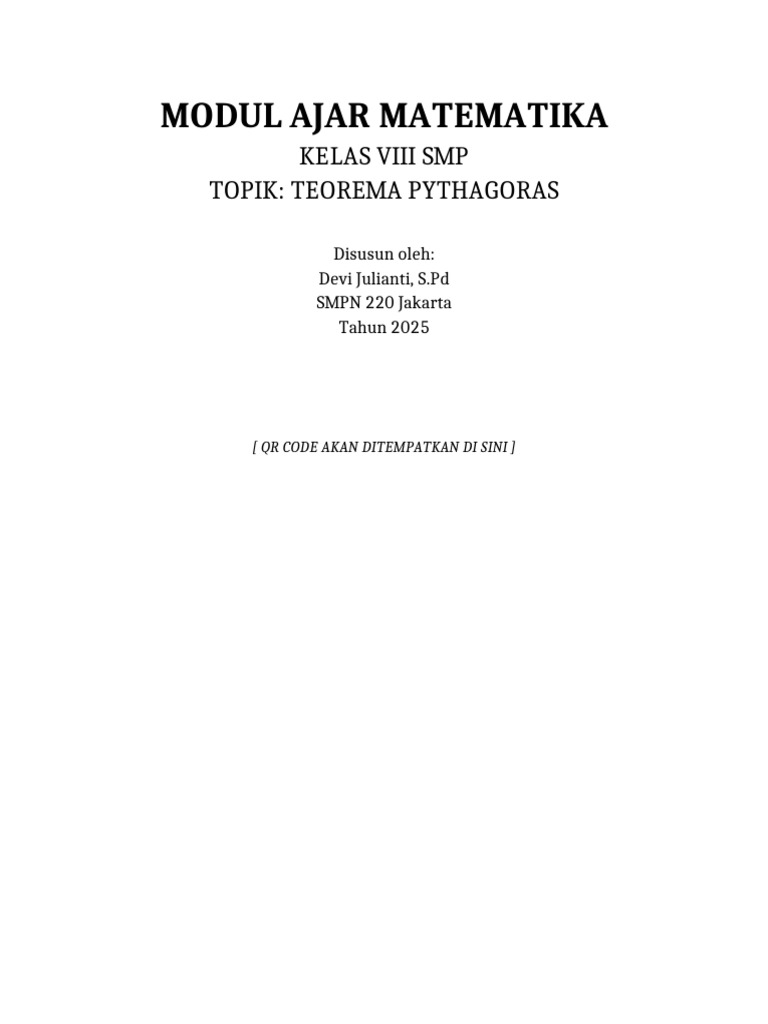 Modul Ajar Pythagoras SMPN220 | PDF
