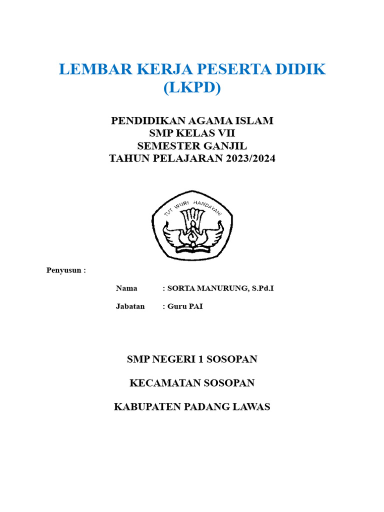 LKPD Pai SMP Kelas 7 Tp. 2023-2024 Ganjil | PDF