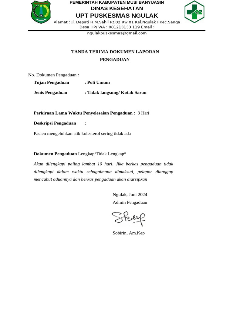 B Bukti Penerimaan Pengaduan | PDF