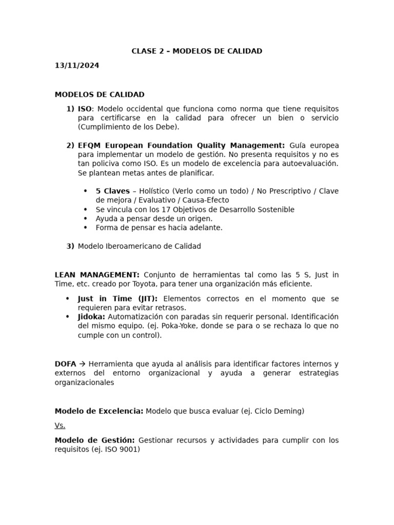 1.14. CLASE 2 - Modelos de Calidad | PDF