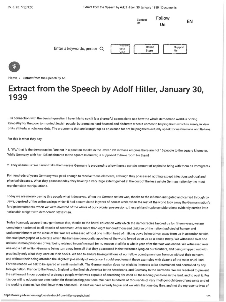 Hitler Reichstag Speech 1939 | PDF
