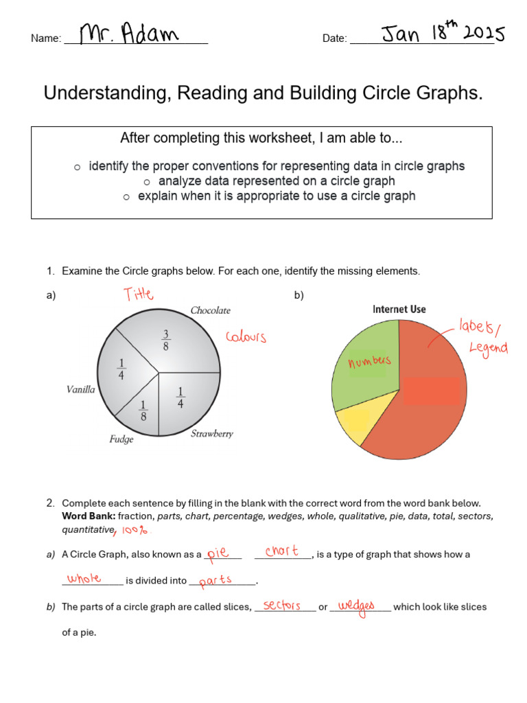 CIRCLE GRAPH WORKSHEET - Sol | PDF | Pie Chart | Chart