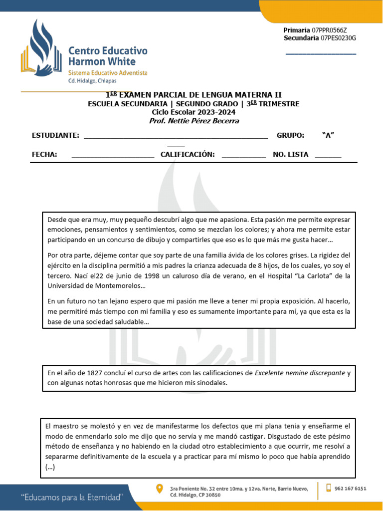 Evaluación Escrita | PDF | Lingüística