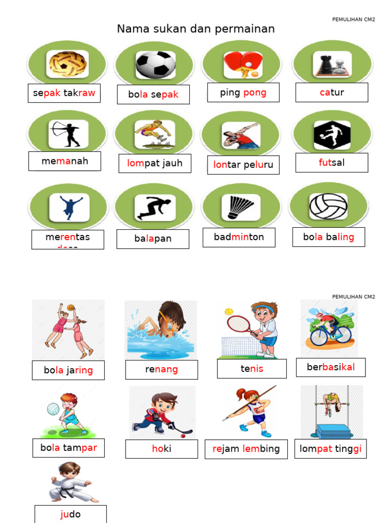 Nama-nama Sukan dan Permainan | PDF
