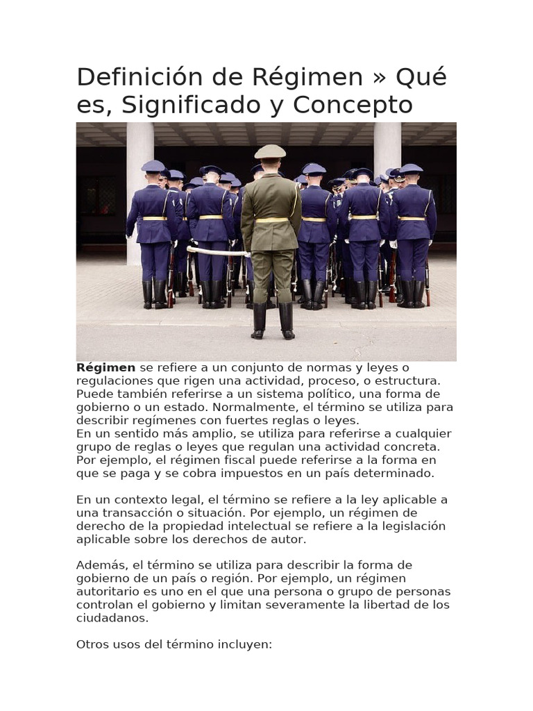 Definición de Régimen | PDF | Gobierno | Nación