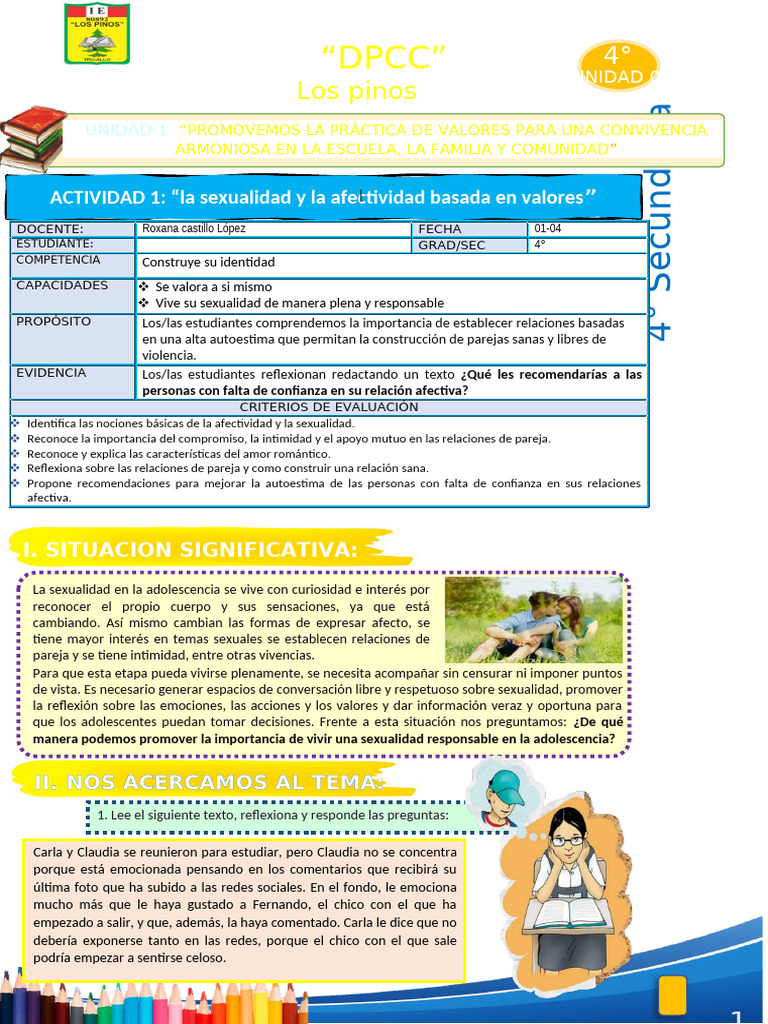 4° DPCC - ACTV.01 U1 | PDF | Amor | Autoestima