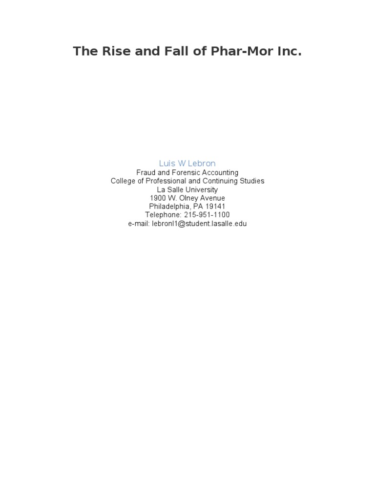 Phar-Mor Inc.: Rise, Fraud, and Fall | PDF | Audit | Sarbanes–Oxley Act