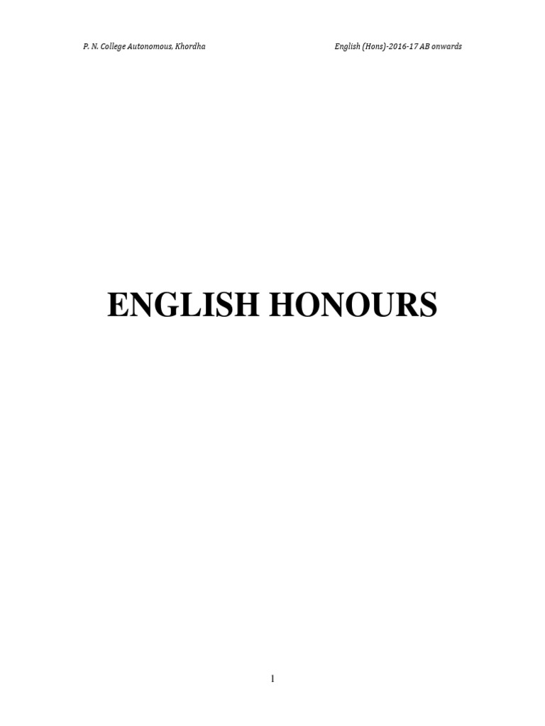 English Honours Course Structure 2016-17 | PDF | Communication